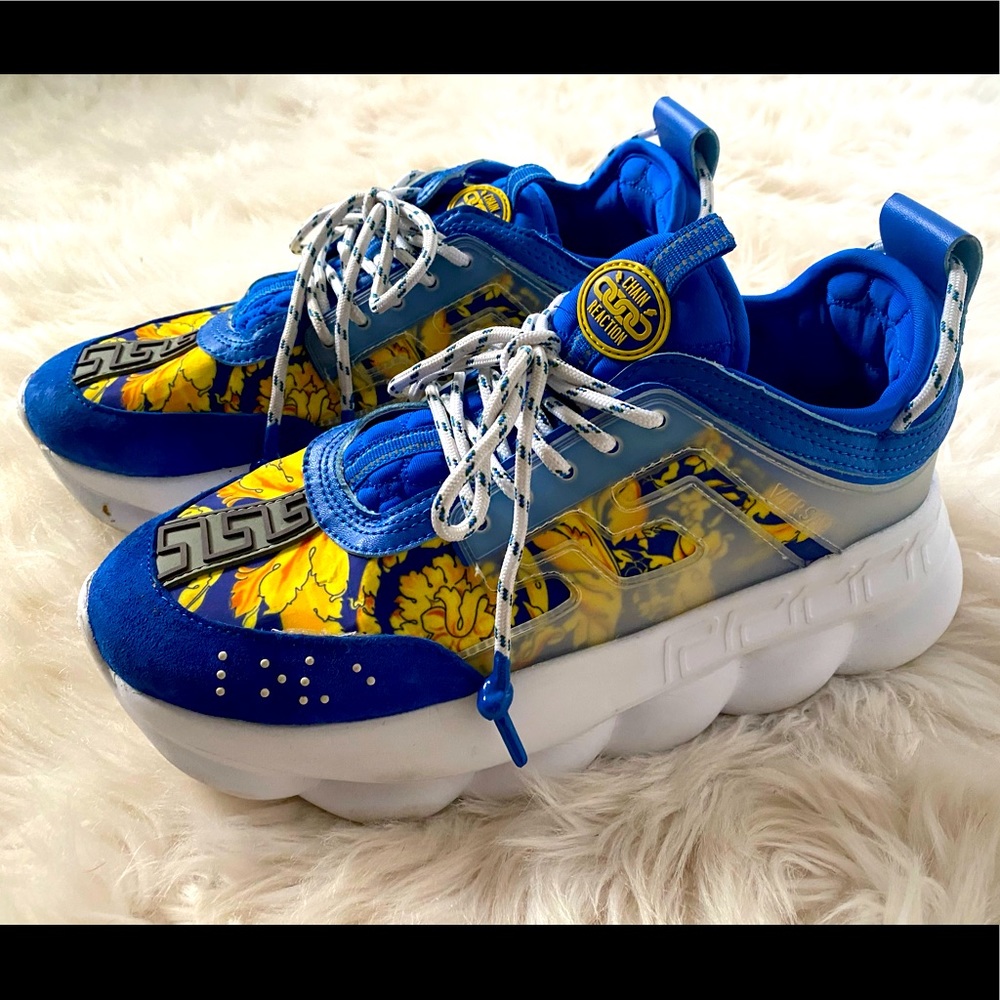 Blue And Yellow Versace Shoes Chain Reactions - Gem